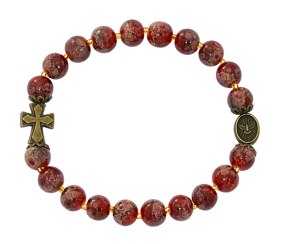 8mm Red Marbeline Holy Spirit Bracelet – The Cathedral Gift Shop