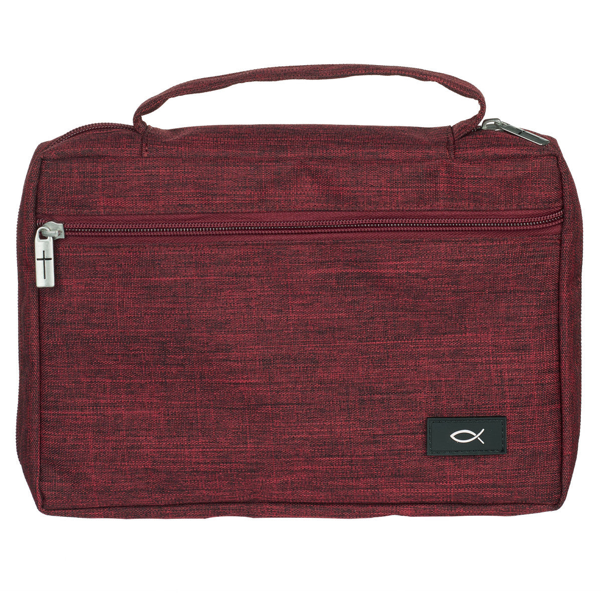 Cranberry Red Poly-canvas Value Bible Cover with Ichthus Patch – The ...