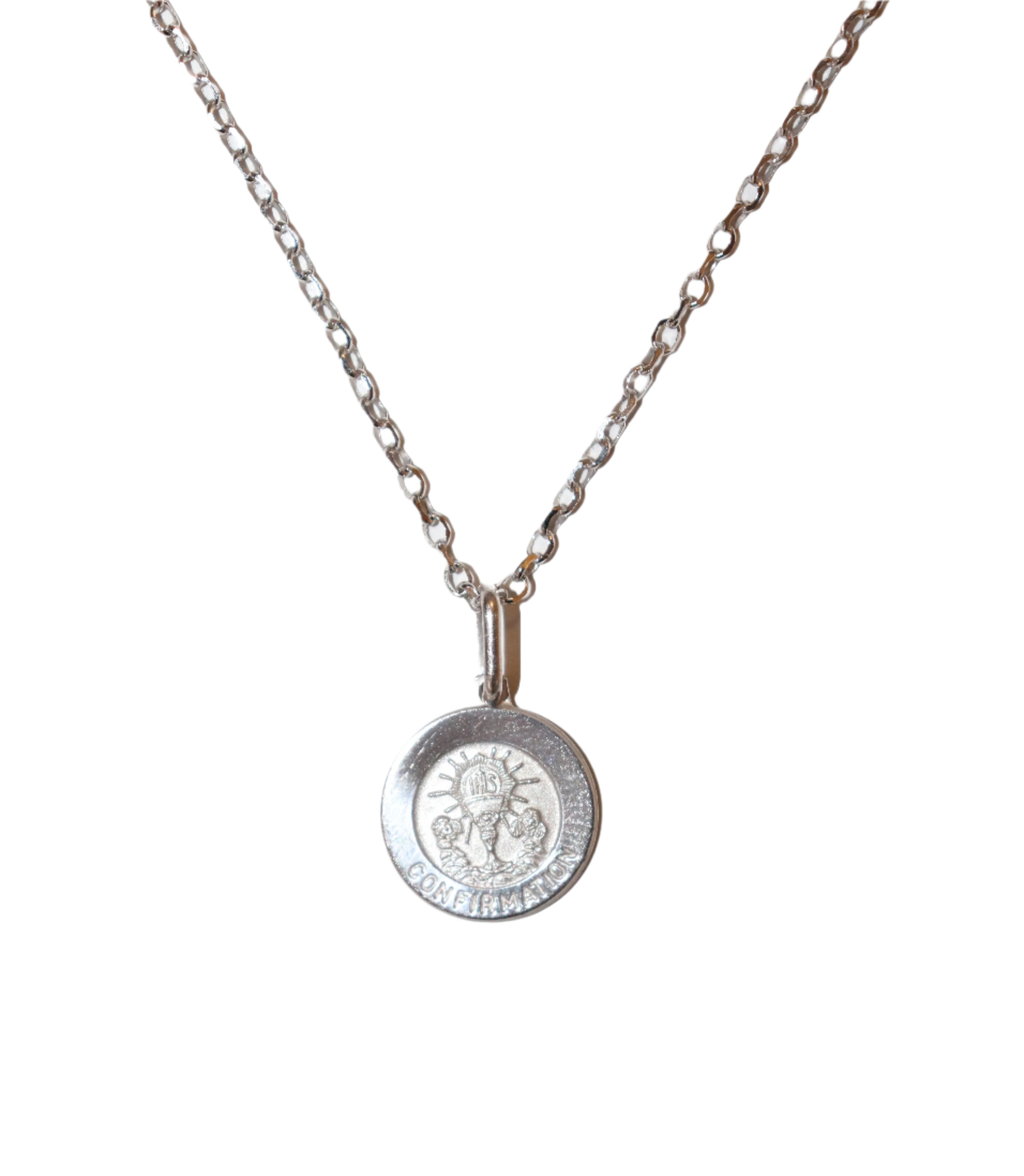 Sterling Silver Confirmation Medal on 18" Chain – The Cathedral Gift Shop