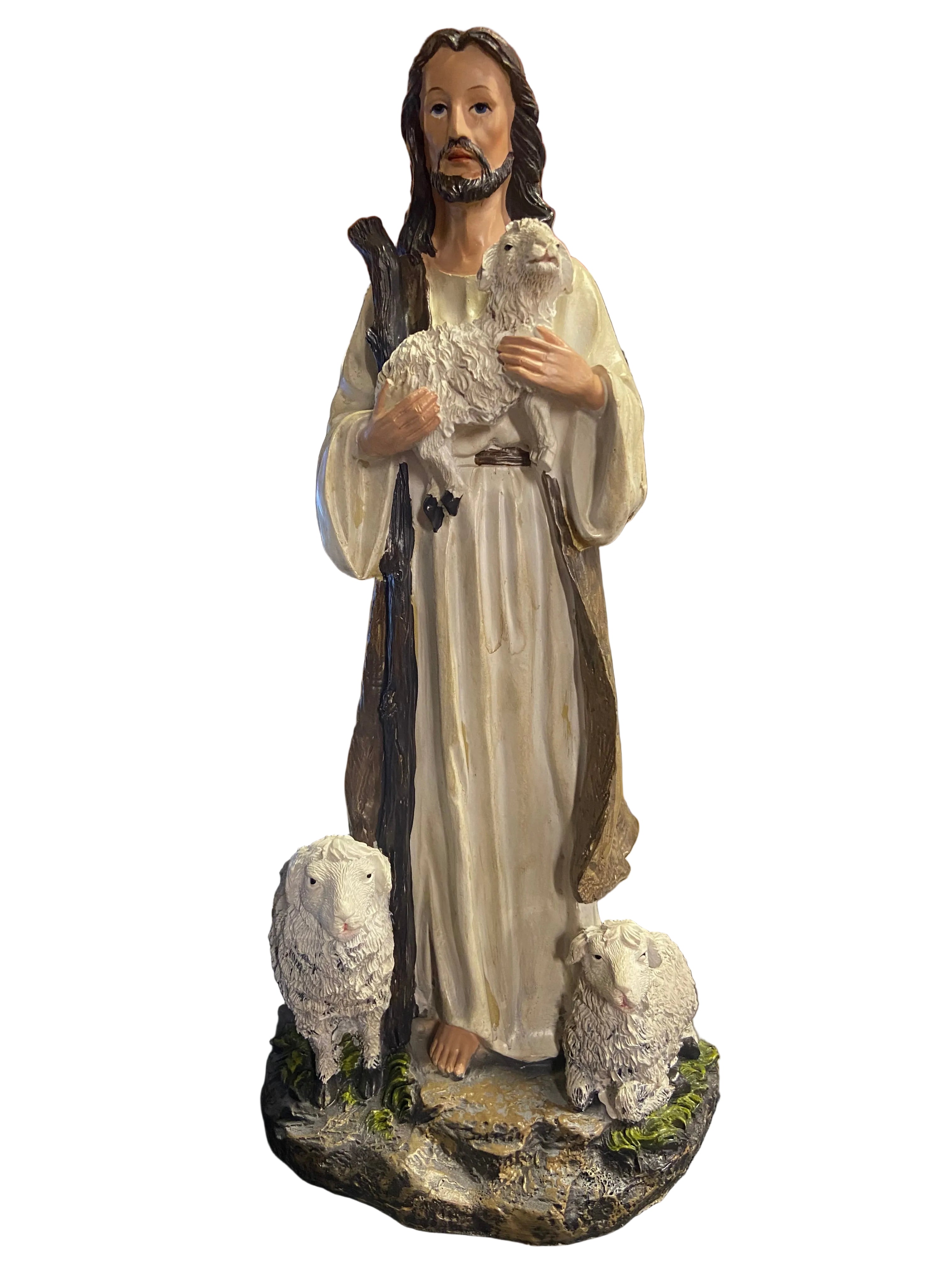 12" Good Shepherd with 3 Lambs Statue – The Cathedral Gift Shop