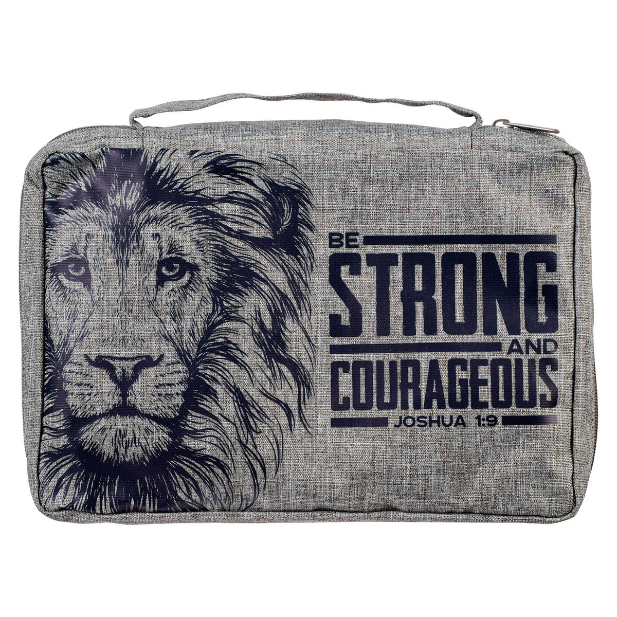 Strong and Courageous Lion Gray Value Bible Cover - Joshua 1:9 – The ...